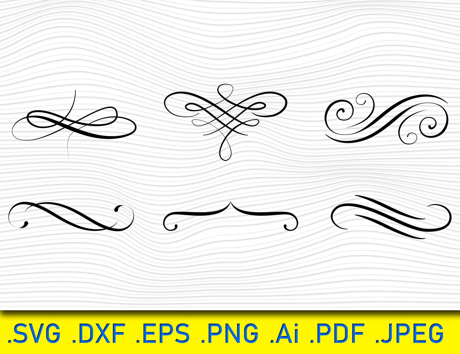 Calligraphic Design Elements,border Svg, Wedding Svg, Dxf, Png, Cricut ...
