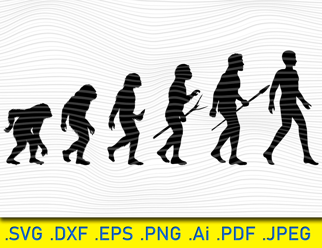 Evolution of Men SVG, Digital File, Human Evolution Vector Silhouette ...
