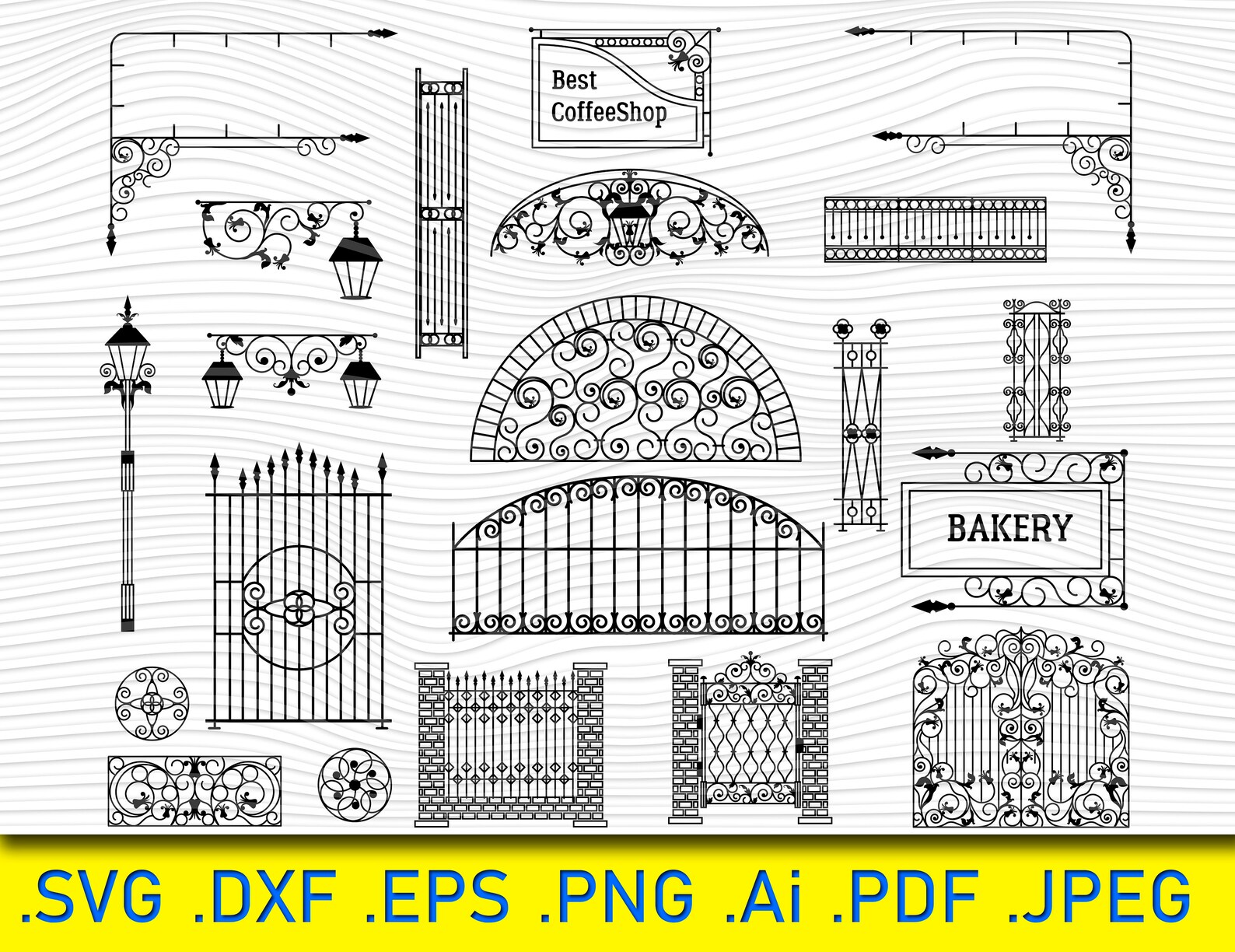 Gate Svg Clip Art, Fence Digital Cut File, Gate Dxf, Gate Vinyl Cut ...