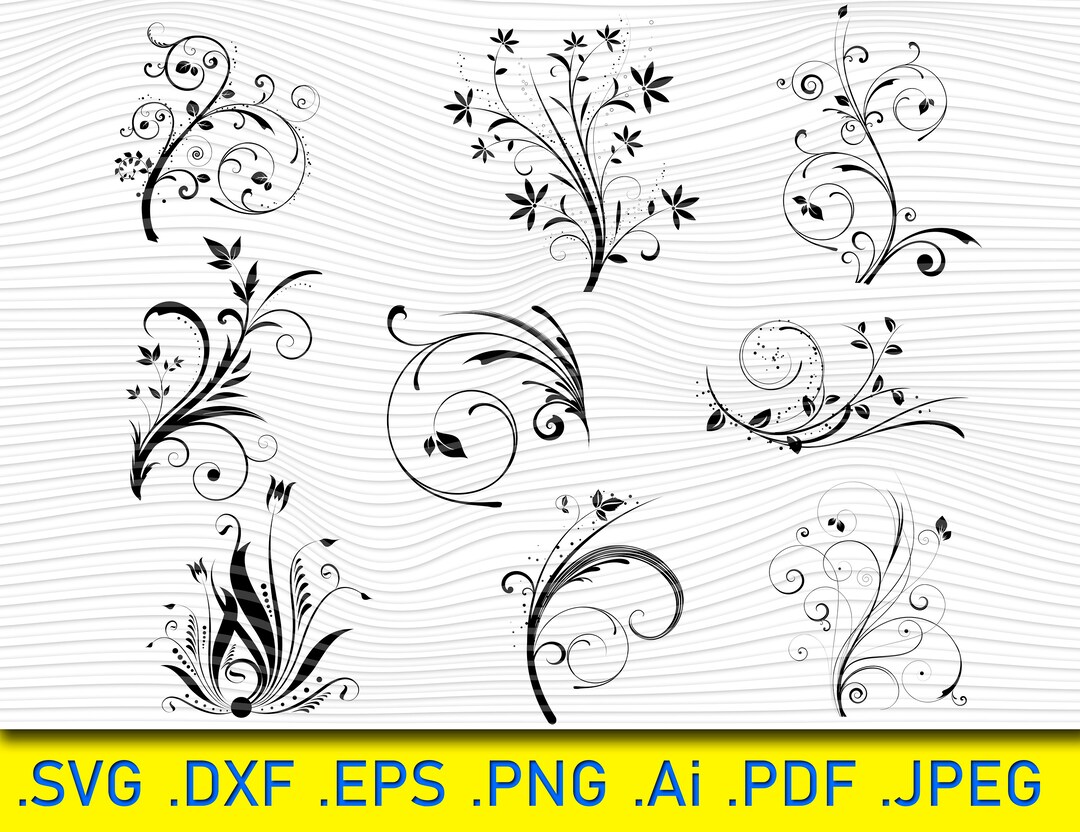 Line, FLOWERS in SVG Ornamental Corner Lines Plants Svg,floral ...