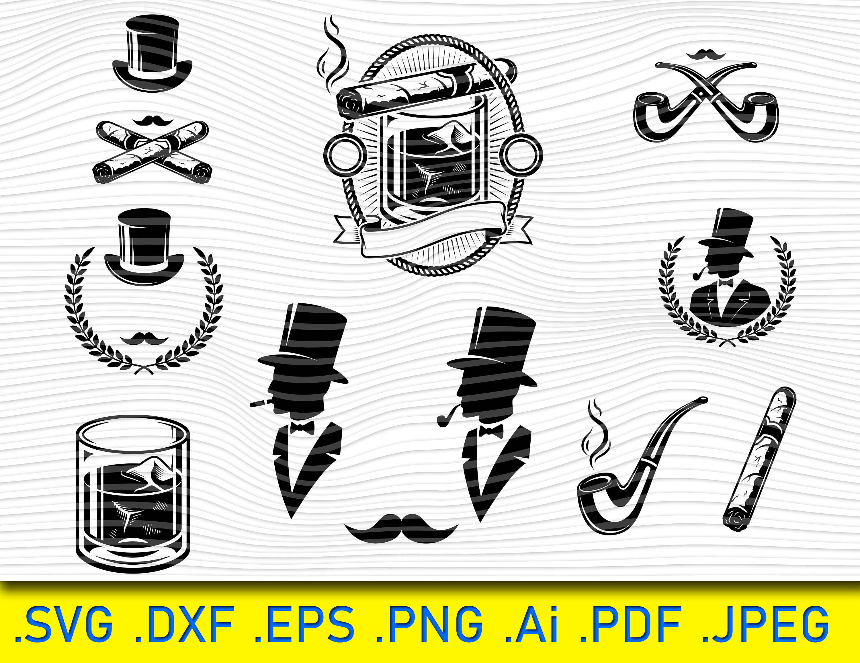 Vintage Gentlemen Emblems Smoking Cigar Smoker Smoke Retro | Etsy