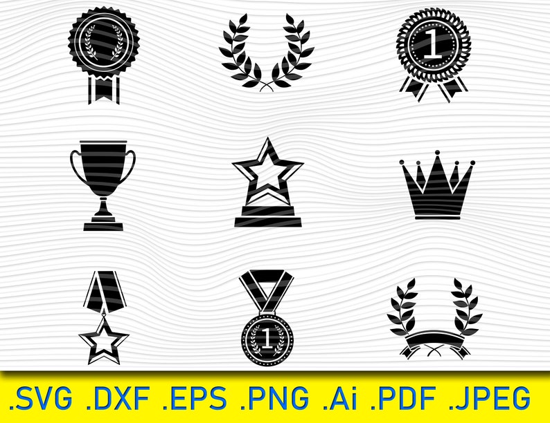 Award Icons Crown Svg Star Svg Laurel Wreath Award Icons - Etsy