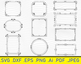 78 Vintage Frames Svg, Monogram Frame, Vintage Label Svg, Wedding Frame ...