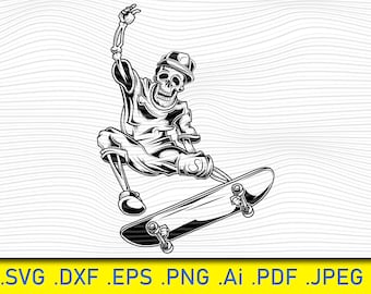 Skateboarding Skull Skeleton Skateboard Sk8 Skater Skate Skating Deck ...
