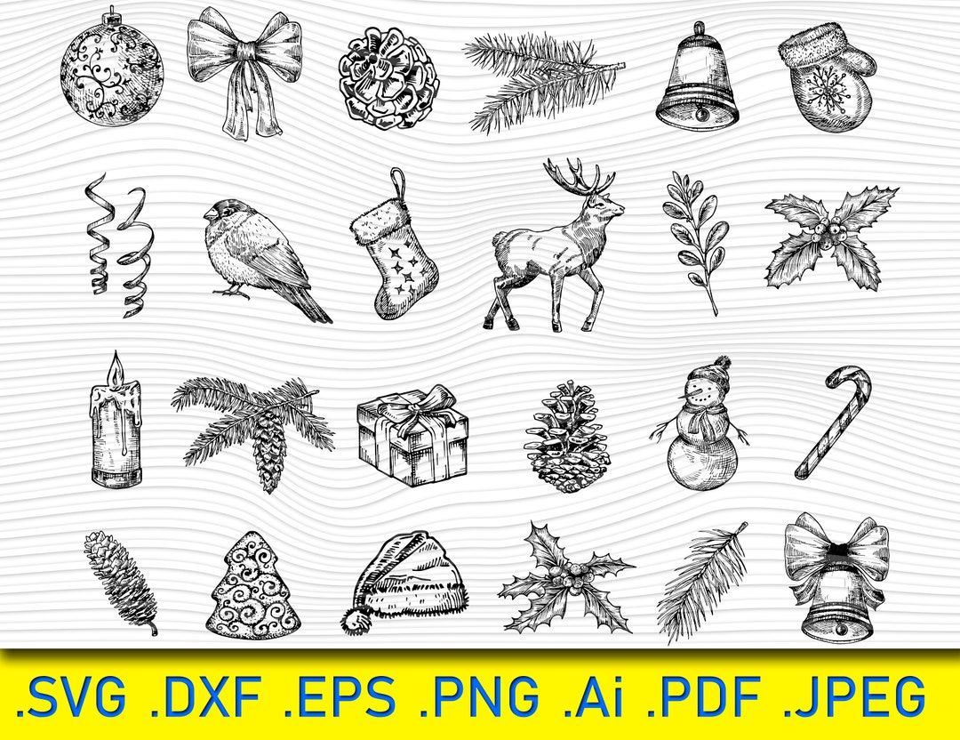 24 Winter, Doodle Set, Collection, Hand Drawn Sketches, Templates ...