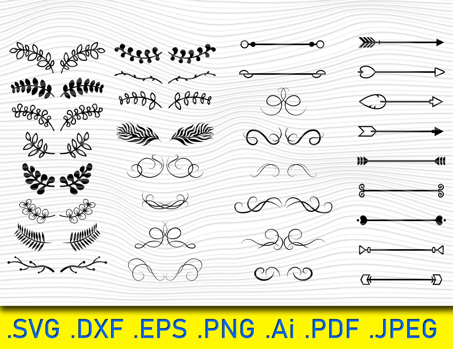 Border Svg Decorative Dividers Cutfiles Wedding Decor | Etsy