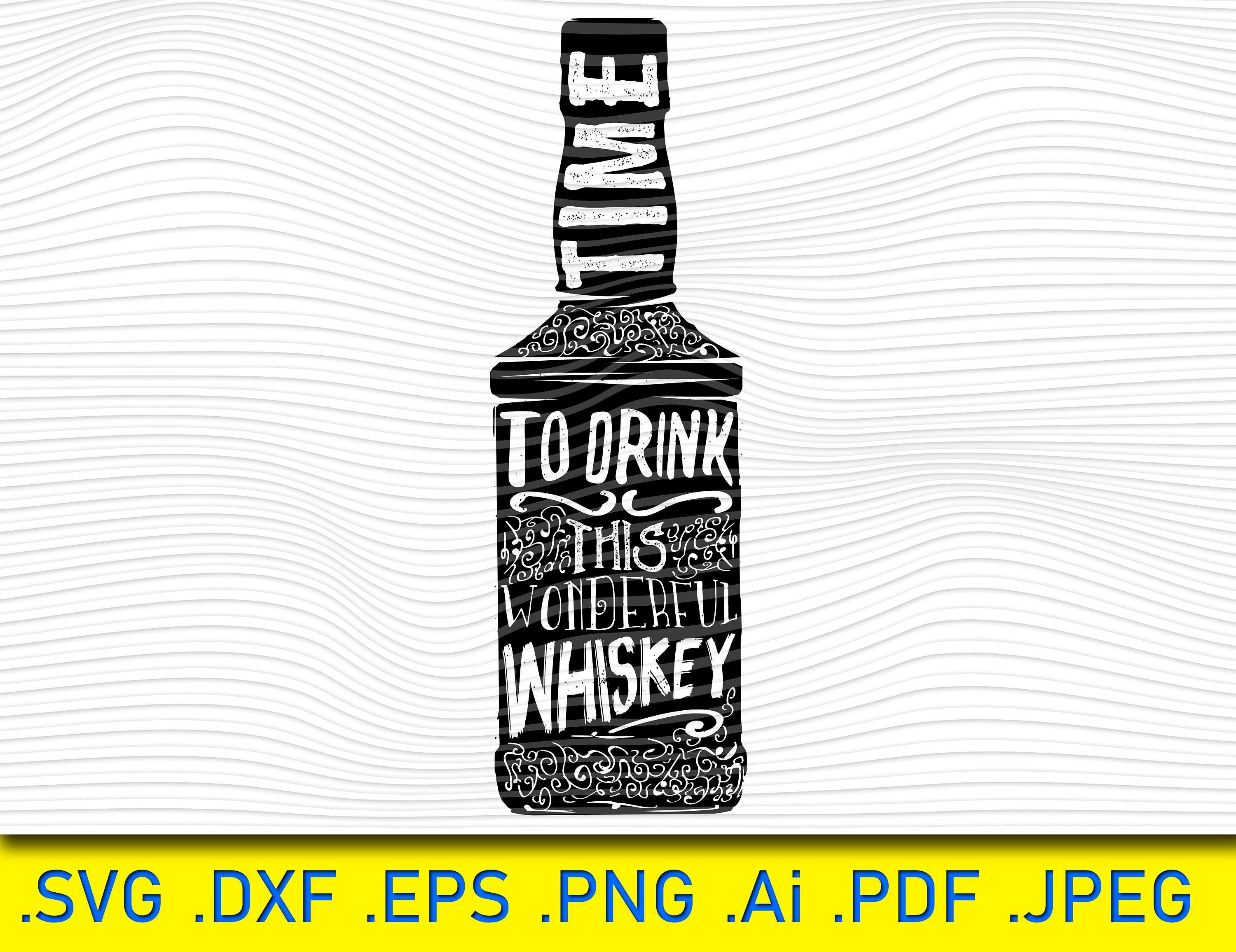 Whiskey Typography Lettering Inside Whisky Bottle Vector | Etsy