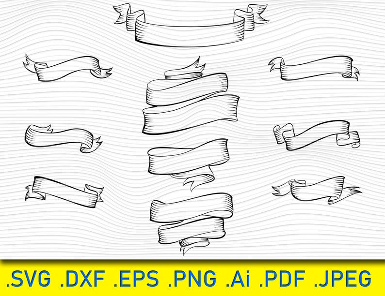 Ornamental Ribbons Ribbon Svgbanner Svgribbon Banner - Etsy