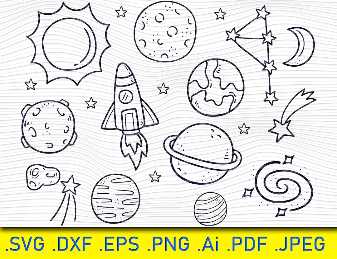 Outer Space Clip Art | Hand Drawn Planets Doodles | Astronaut and Alien ...