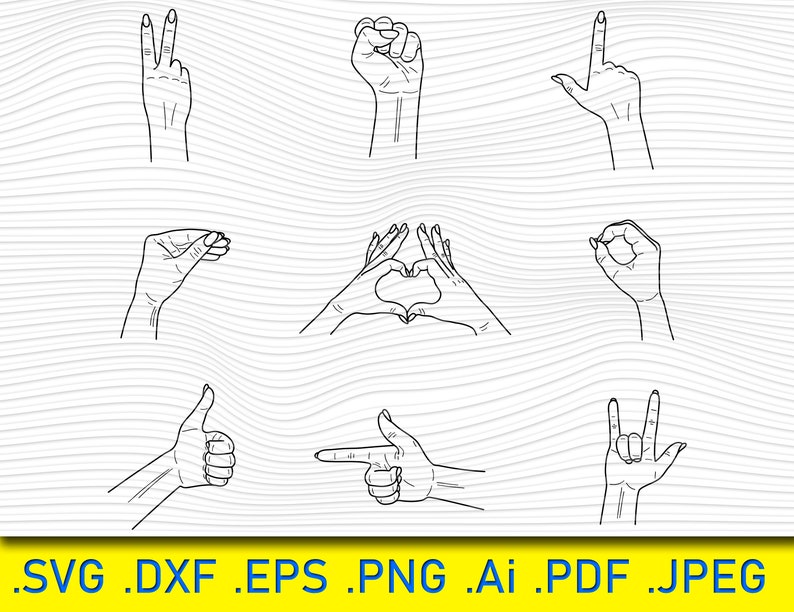 Set Hands Fingers Different Positions Gestures Female | Etsy