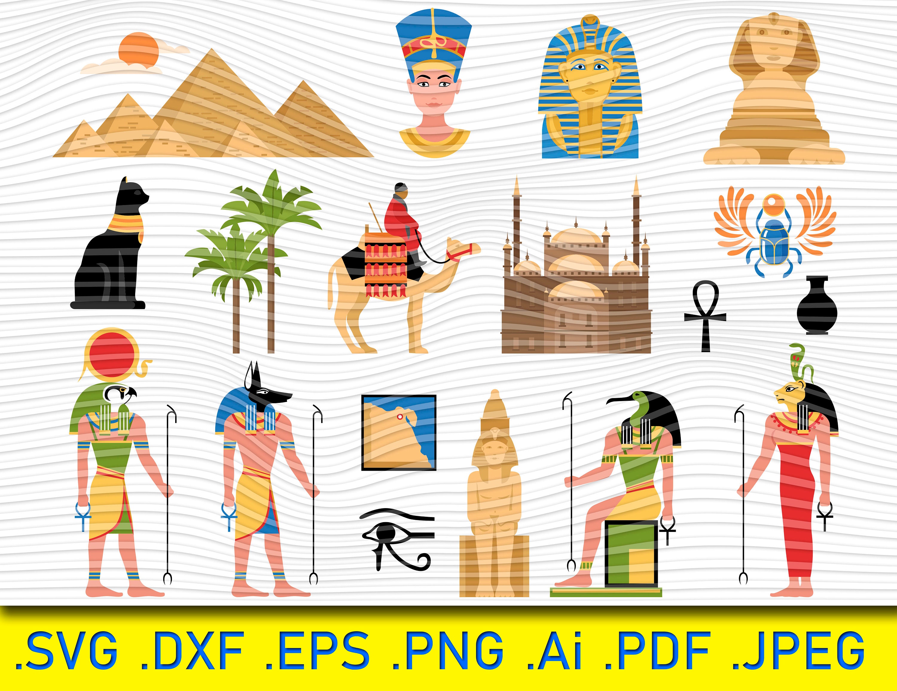 19 Egyptian Bundle Egypt Svg Egypt Silhouette Egyptian | Etsy