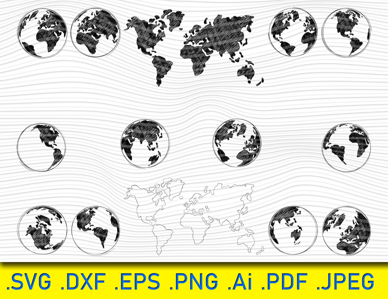 14 Globe SVG Bundle Globe Clipart Globe DXF Earth Svg | Etsy