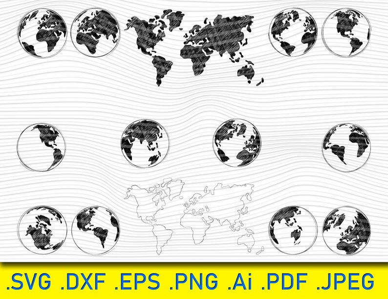 14 Globe SVG Bundle Globe Clipart Globe DXF Earth Svg | Etsy