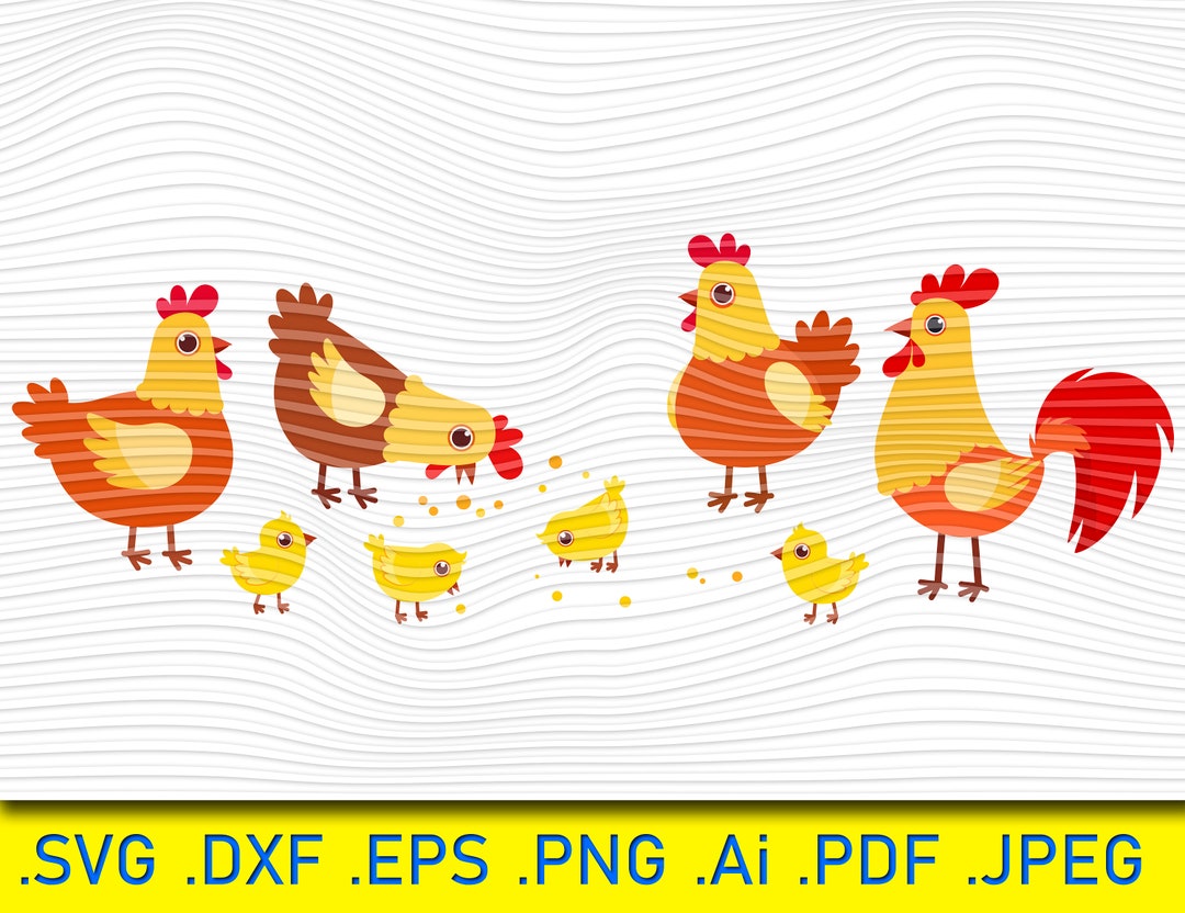 Happy Chicken Farm Poultry Village, Chicken SVG, Cut File, Hen Dxf ...