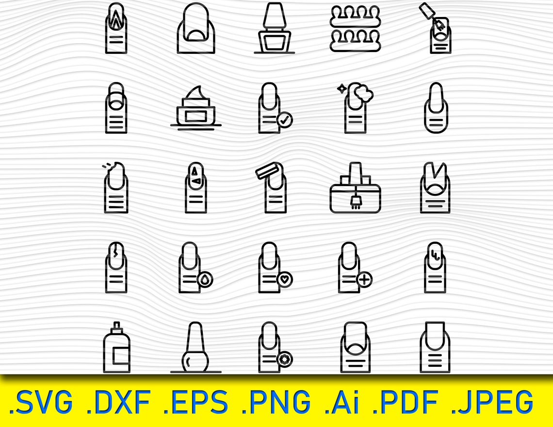 25 Manicure Line Manicure Tools Svg Nail Manicure Clipart - Etsy