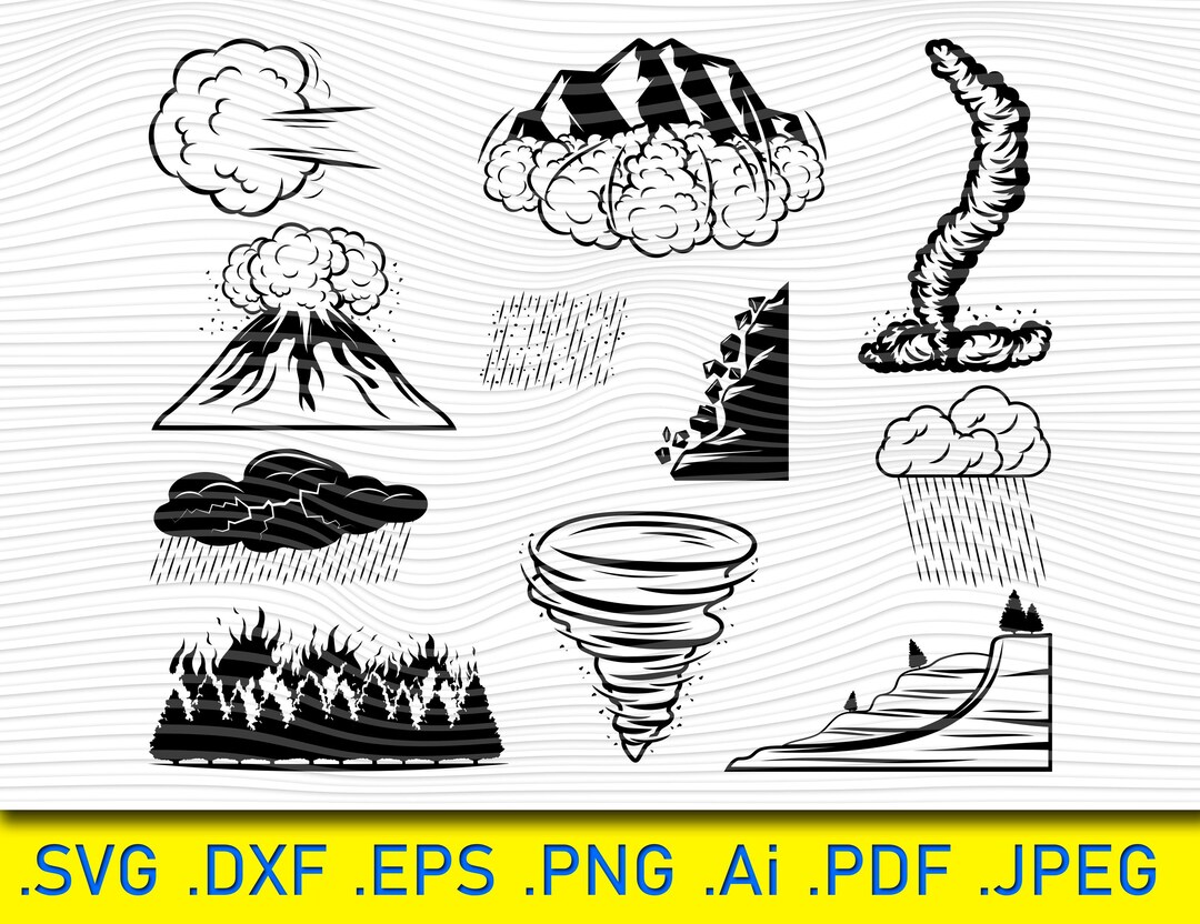 11 Natural Disasters Svg BUNDLE, Volcano Svg,tornado Svg,tsunami Svg ...