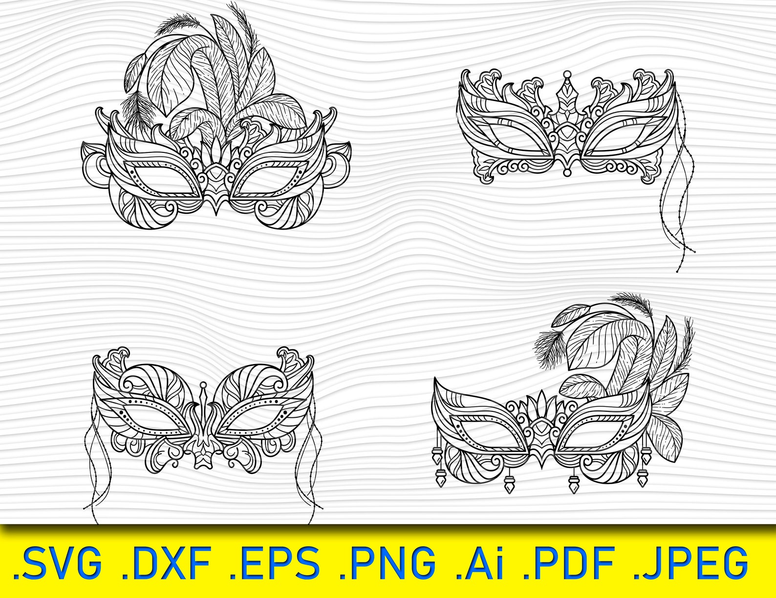 Carnival Mask SVG: Masquerade, Mardi Gras, Venetian Mask (digital File ...