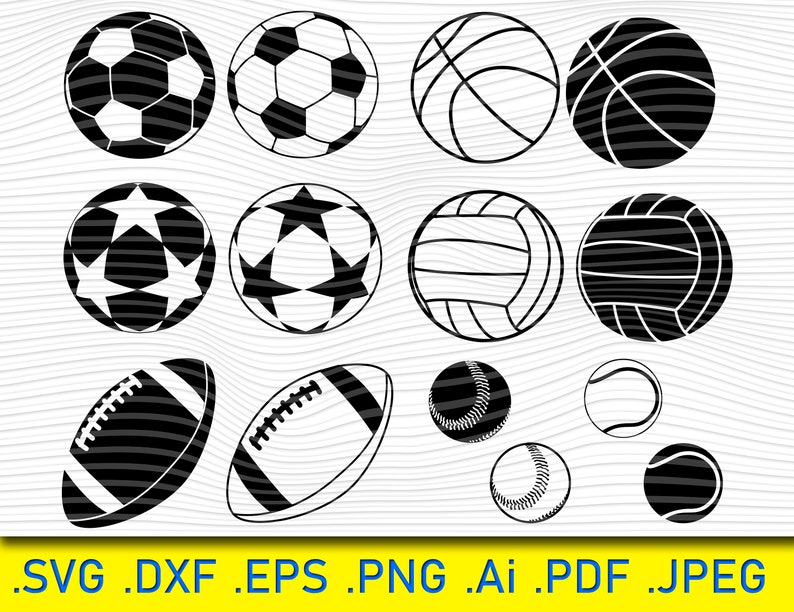 14 Sport Balls Svg, Balls Svg, Sports Ball Bundle Svg Sports Ball Cut ...
