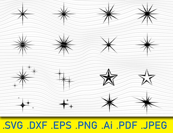 16 Stars SVG Bundle Star Vector Shooting Stars Svg File for | Etsy