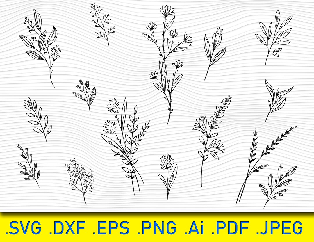 15 Wildflowers Svg Floral Svg Flower Svg Botanical Clipart Etsy