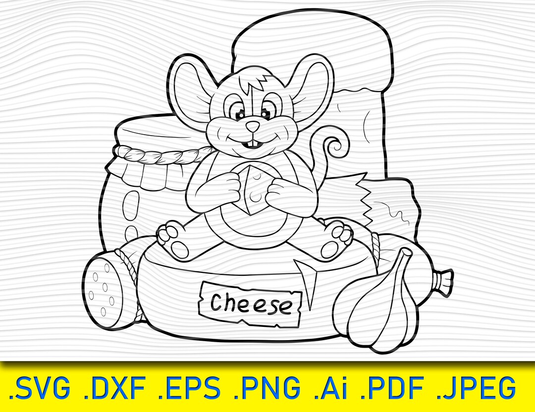 Mouse Eats Cheese, Mouse Gets Cheese Svg Jpg Png Dxf, Cut Files for ...