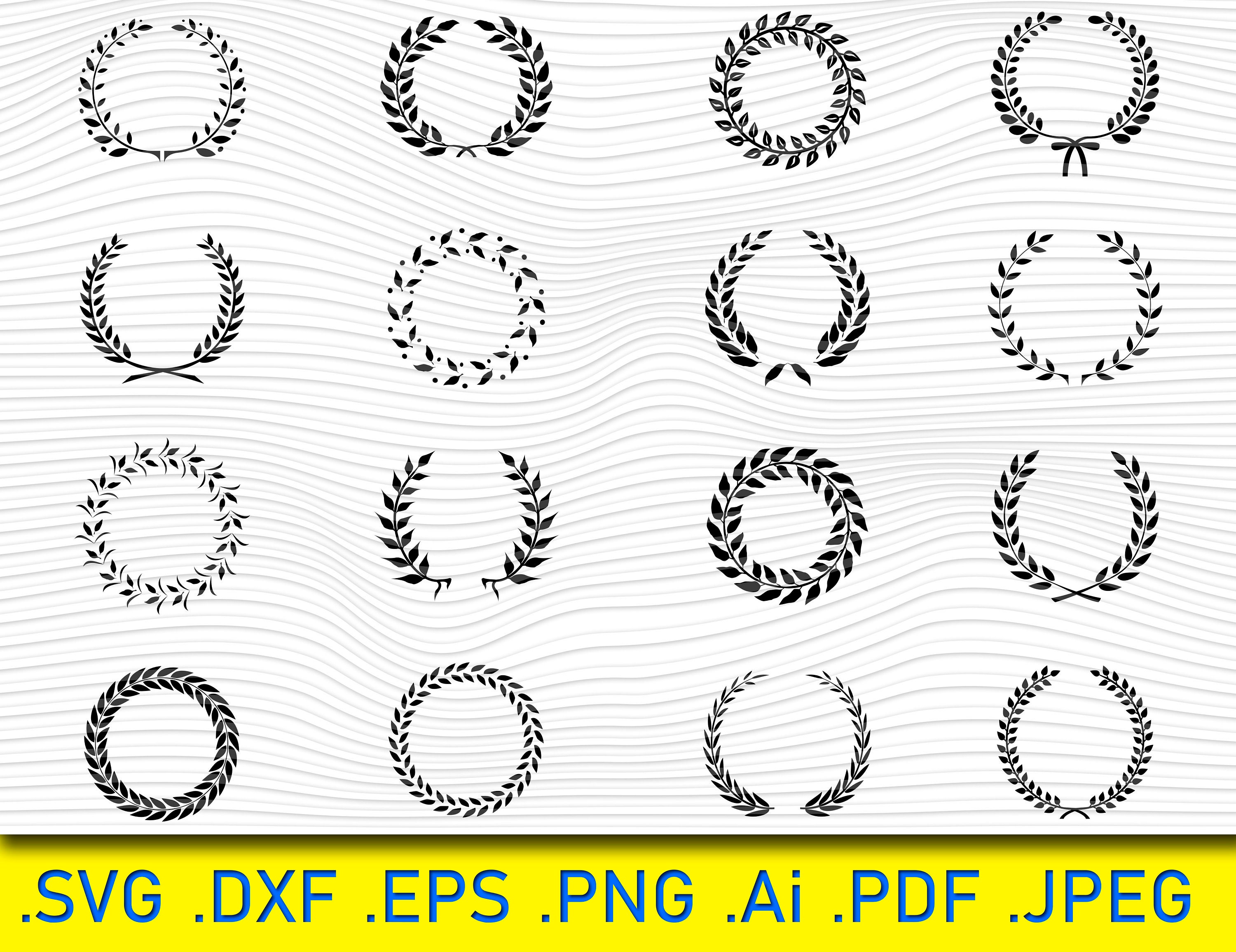 16 Circular Laurel Wreath, Heraldry Award, Victory Svg, Laurel Wreath ...