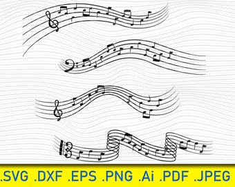 Music Notes Svg, Music Svg, Music Sheet Svg, Music Stencil, Silhouette ...