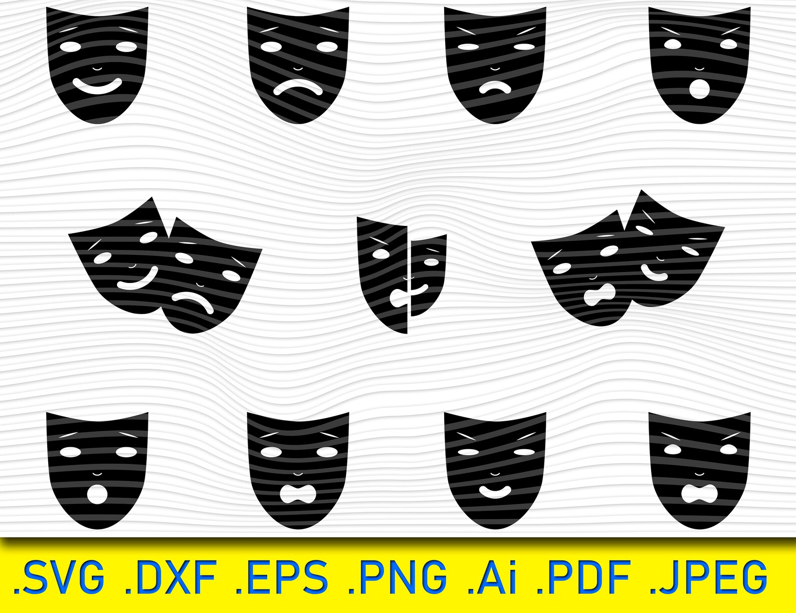 11 Comedy Tragedy svg Comedy svg Tragedy silhouette | Etsy