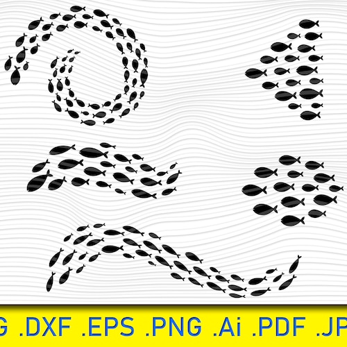 School of Fish SVG Group of Fishes. Vector Fish Logo. Black - Etsy
