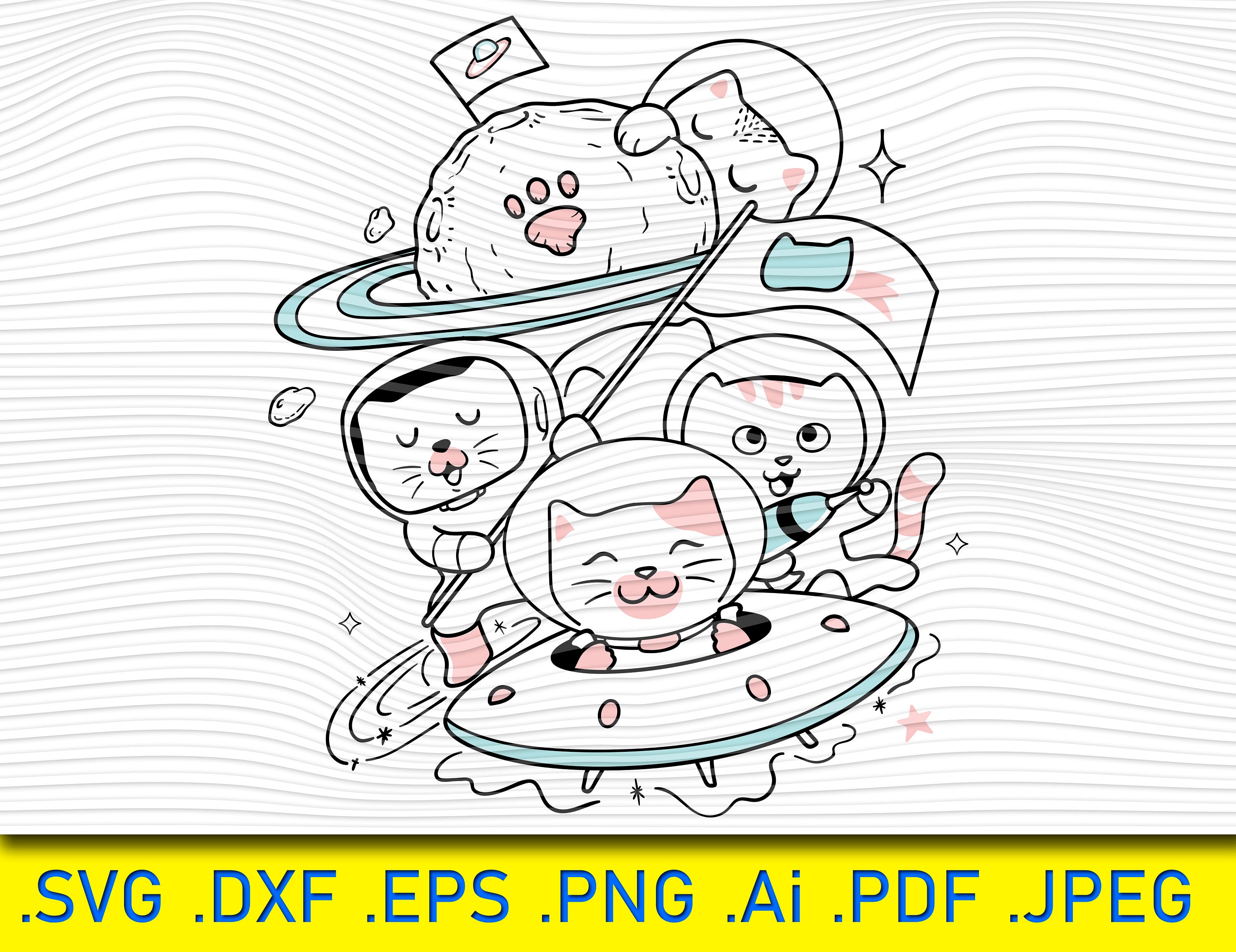 Cats Travel Into Space Cats Travel Cats Silhouette Svg Cats | Etsy