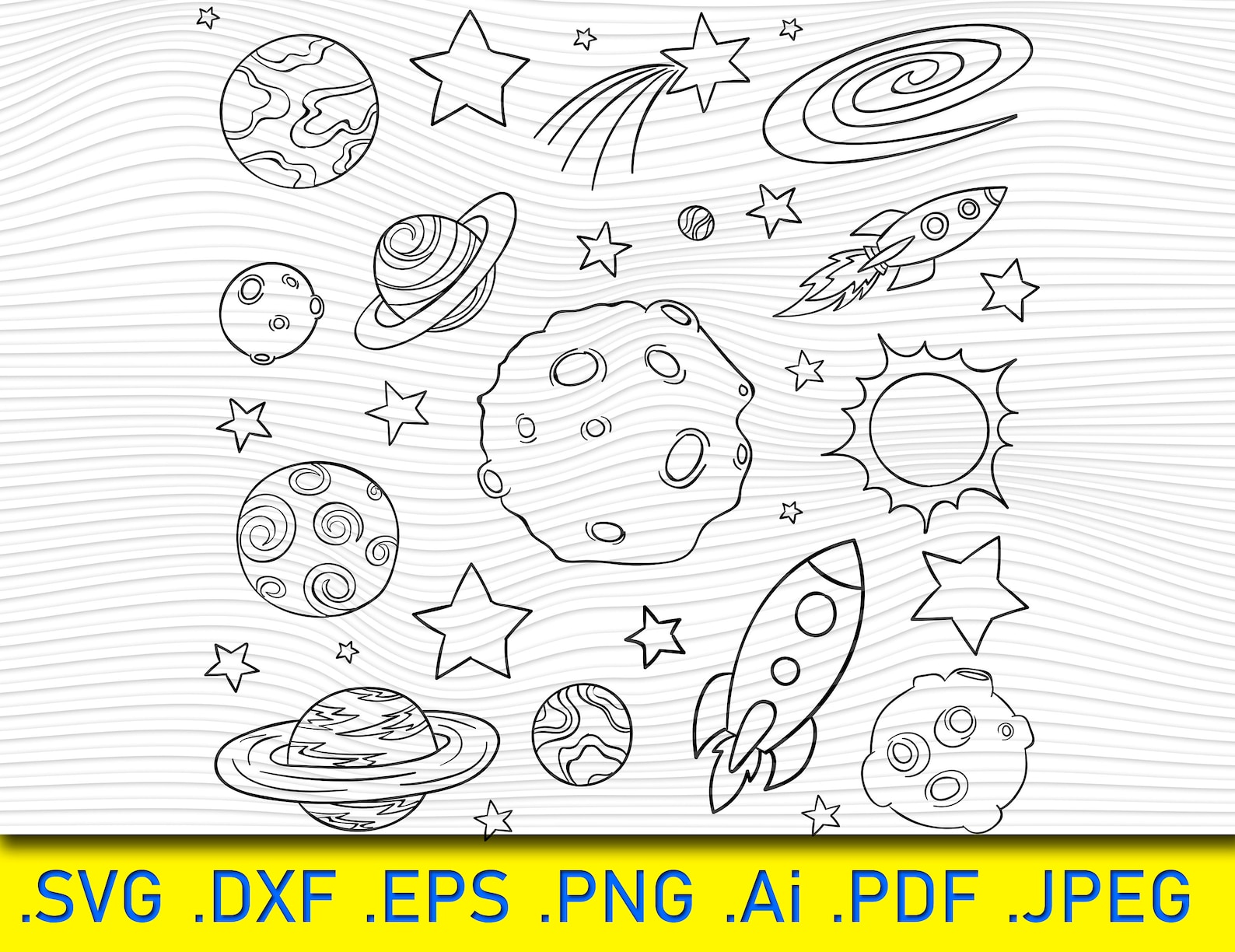Outer Space Clip Art Hand Drawn Planets Doodles Astronaut - Etsy