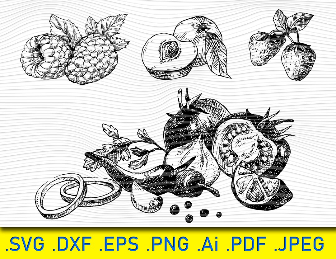 Icônes de légumes, Fruits Légumes dessinés à la main svg Bundle,Food ...