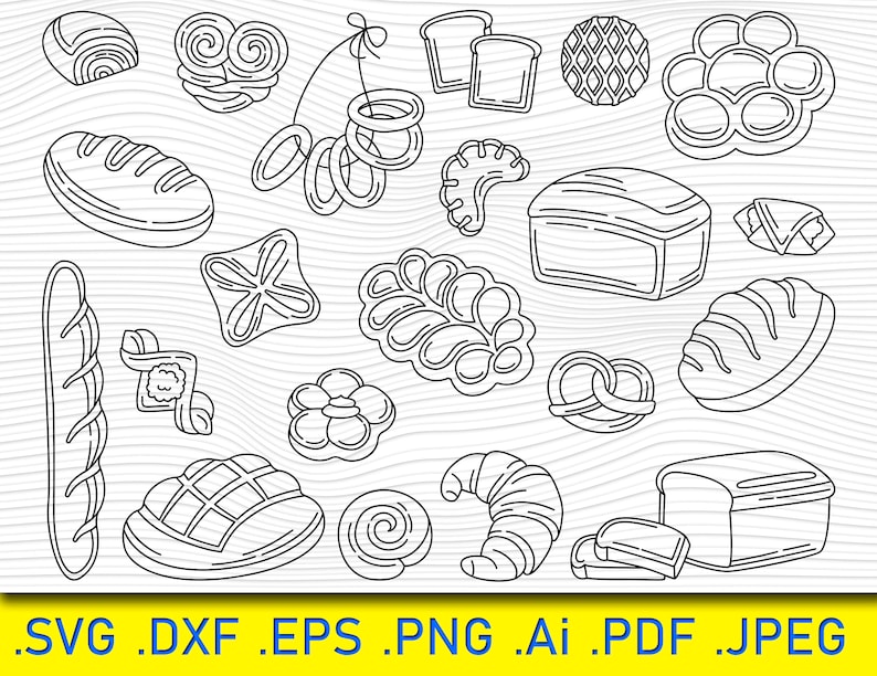 21 Bread Svg, Bakery Elements, Kitchen Svg Silhouette Bakery Svg Cut ...