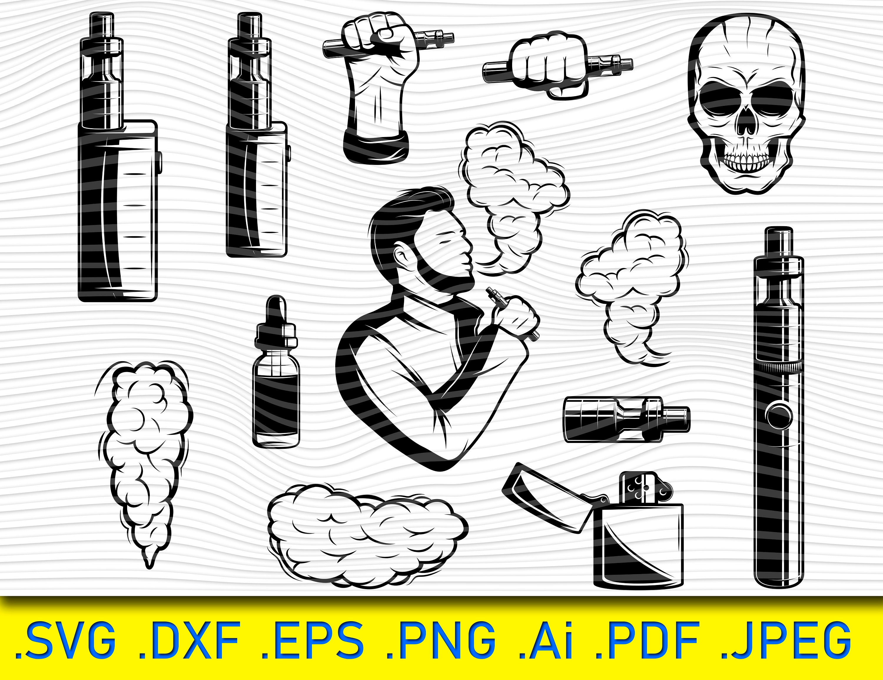 Vape E Cigarette SVG Silhouette - Vaping Vector Images Clipart ...