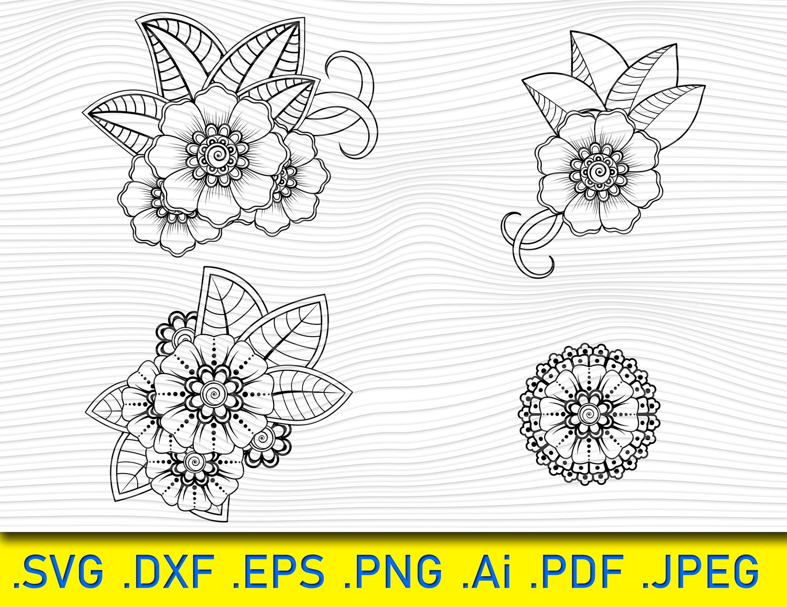 Mehndi Flower Pattern for Henna Mehndi Svg File Mehndi - Etsy