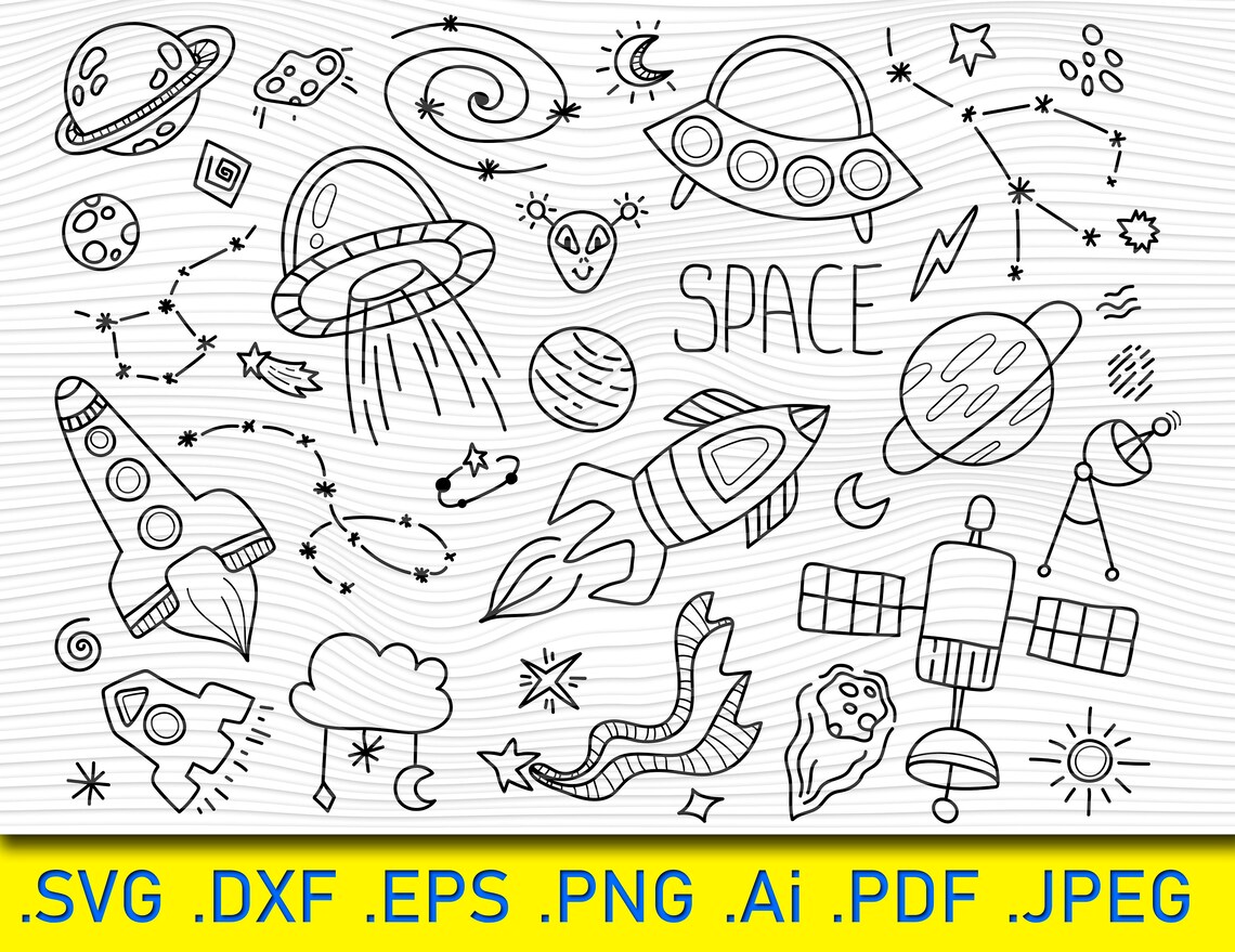 37 Outer Space Clip Art Hand Drawn Planets Doodles | Etsy