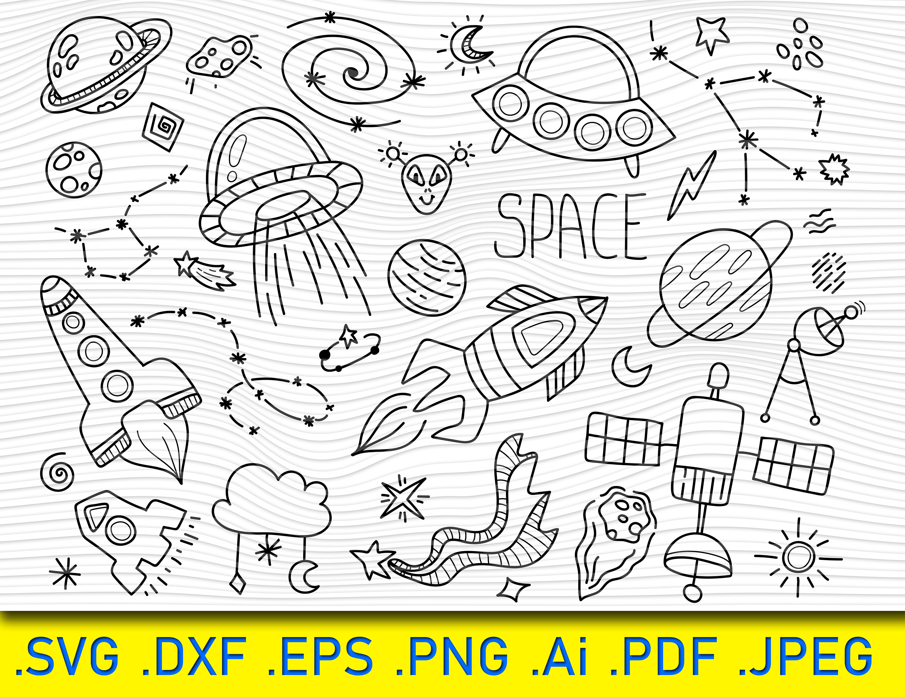 37 Outer Space Clip Art Hand Drawn Planets Doodles | Etsy