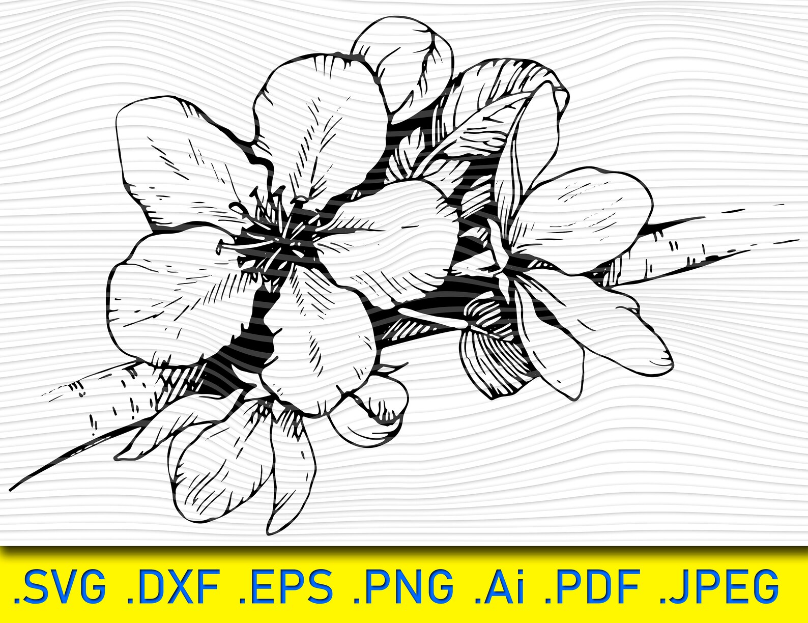 Apple Blossom SVG Apple, Cut File Print Decal Die Cut, Sakura Flowers ...