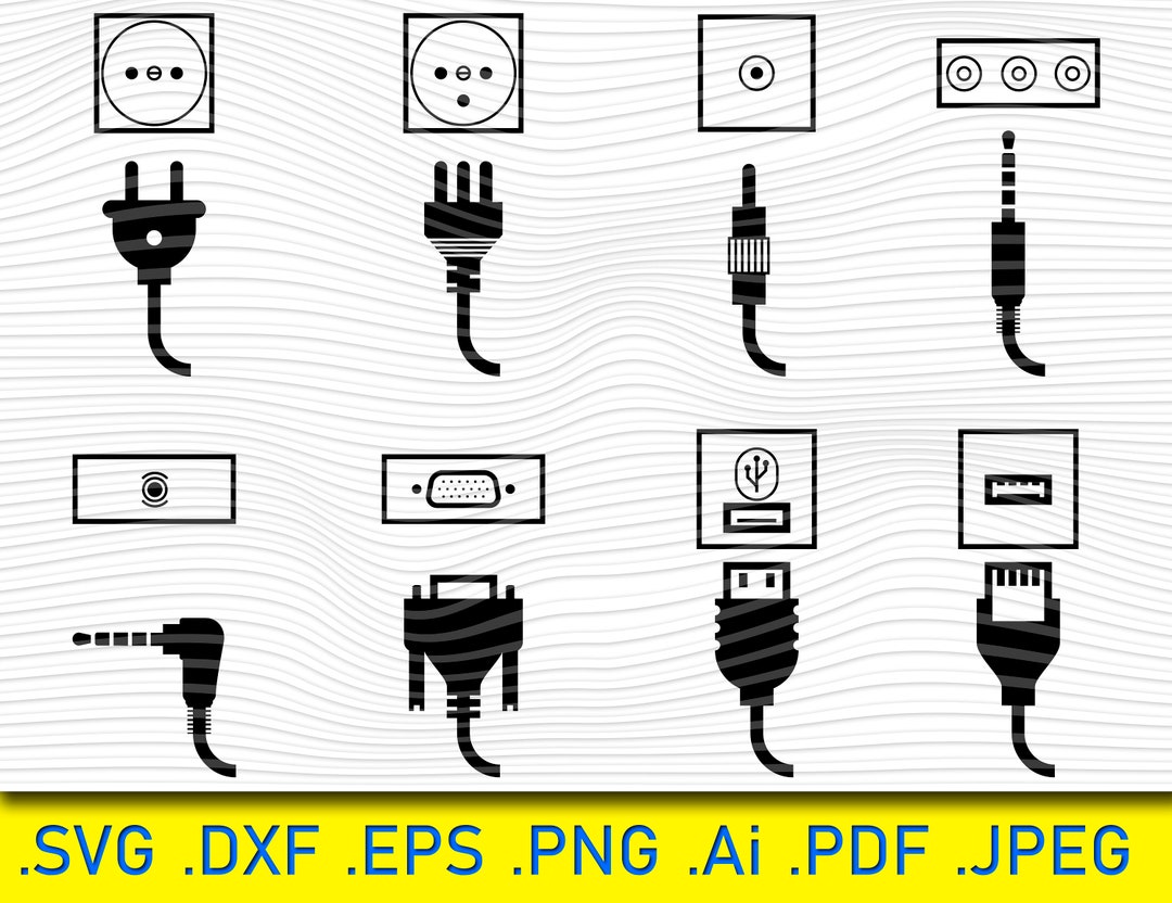 16 Electric Outlet Plug Svg, Electric Plug, Audio Plug, Jack Plug Usb ...