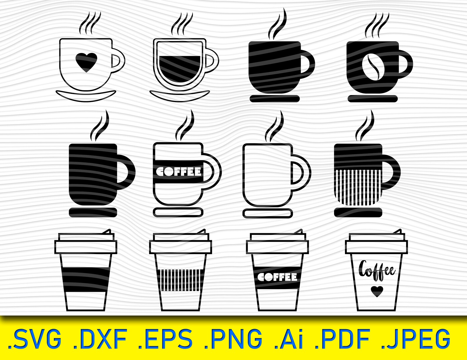 Coffee Cup svg Coffe Cup Clipart Cut Files For Silhouettes | Etsy