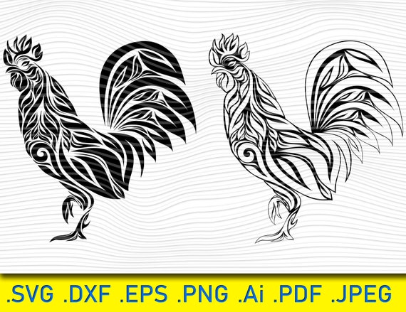 Rooster Floral Ornament Rooster SVG Chicken Zentangle | Etsy