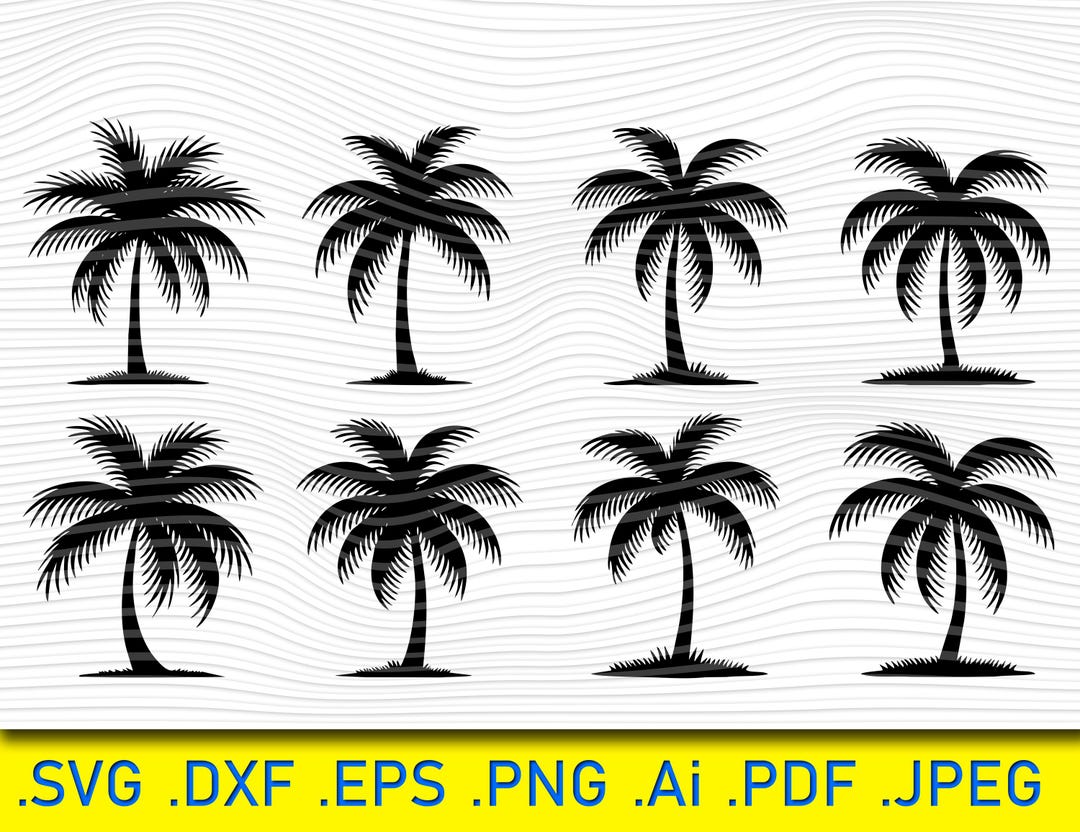 8 PALMS Svg Bundle, Tree Svg, Tropics Svg, Coconut Svg, Palm Silhouette ...