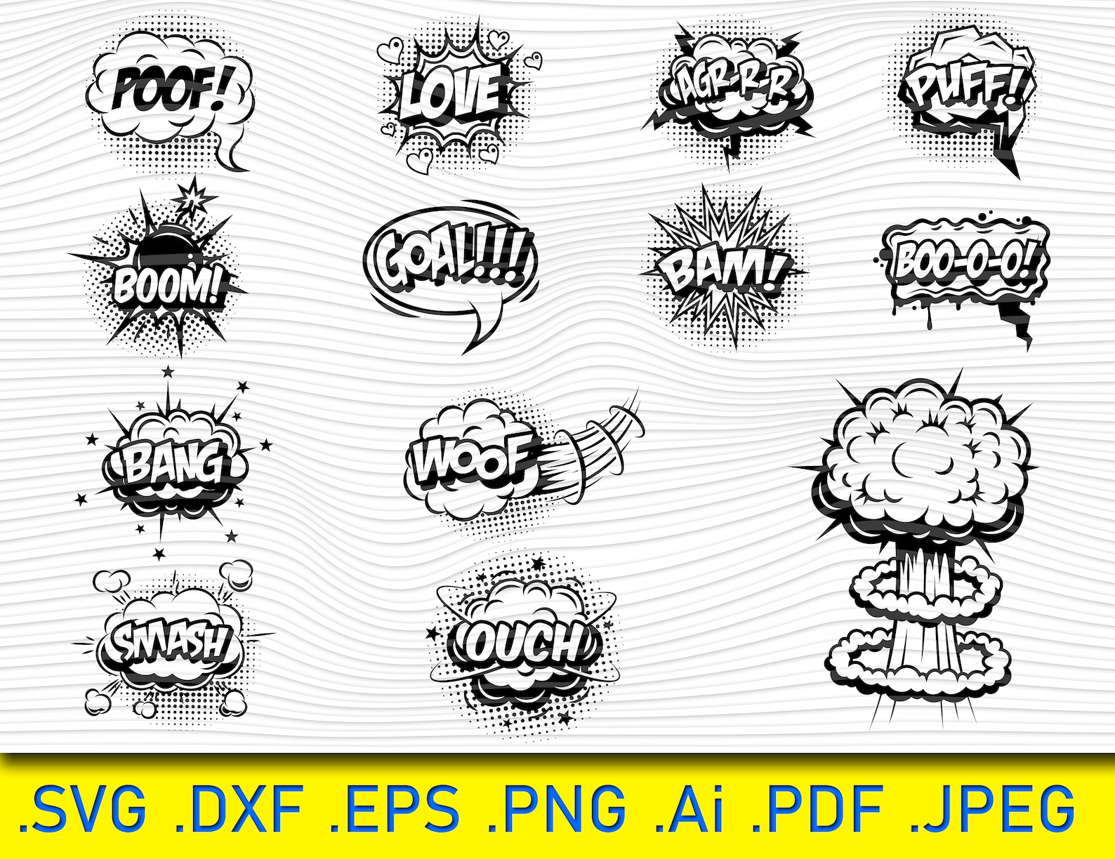 13 Comic Book SVG Bundle Superhero Speech Bubble Cartoon - Etsy