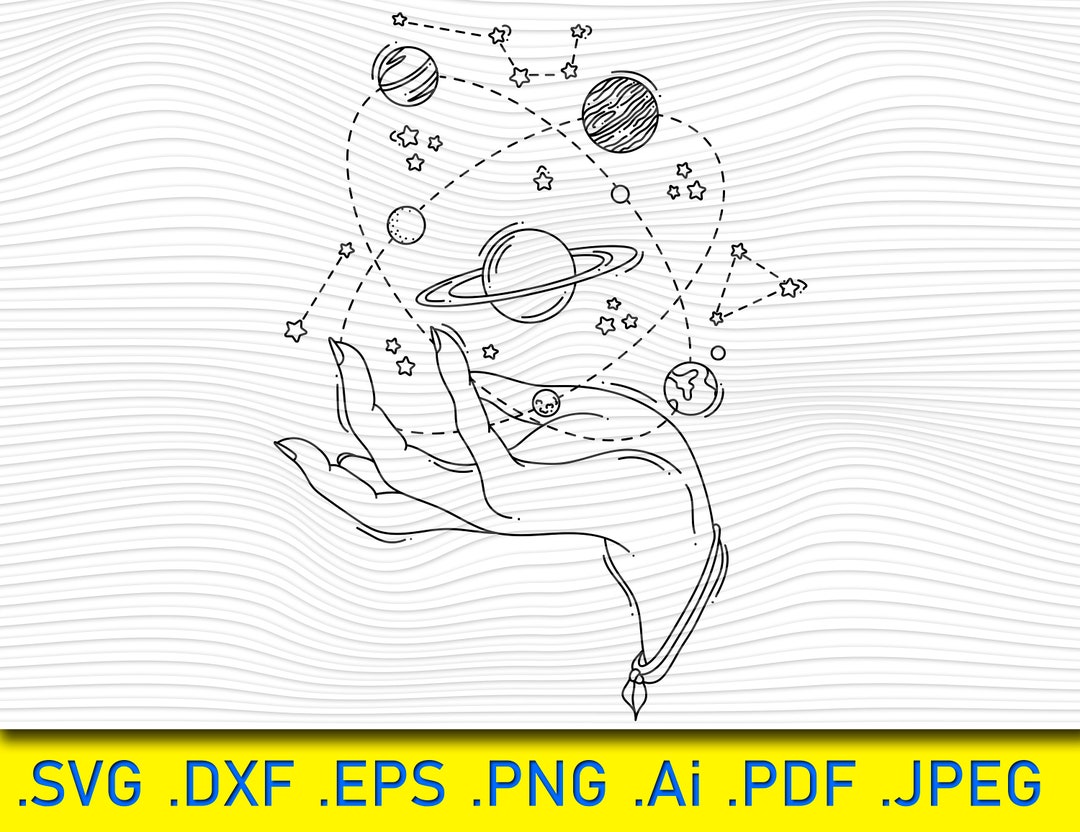Space Hand, Hand With Planets Svg, Hand in Space Svg, Universe Space ...
