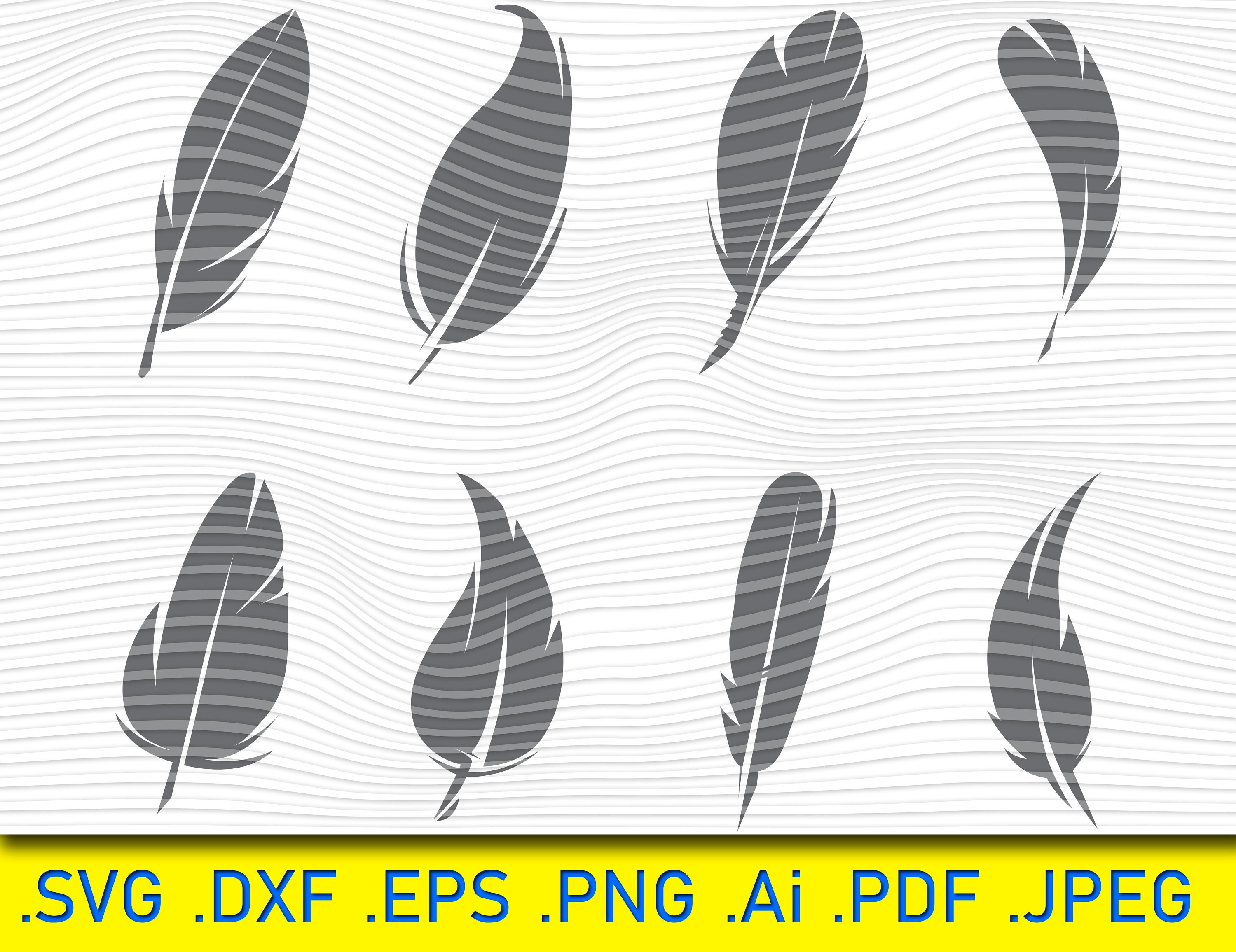 Feathers SVG Feathers Bundle SVG Boho Clipart Feathers Cut | Etsy
