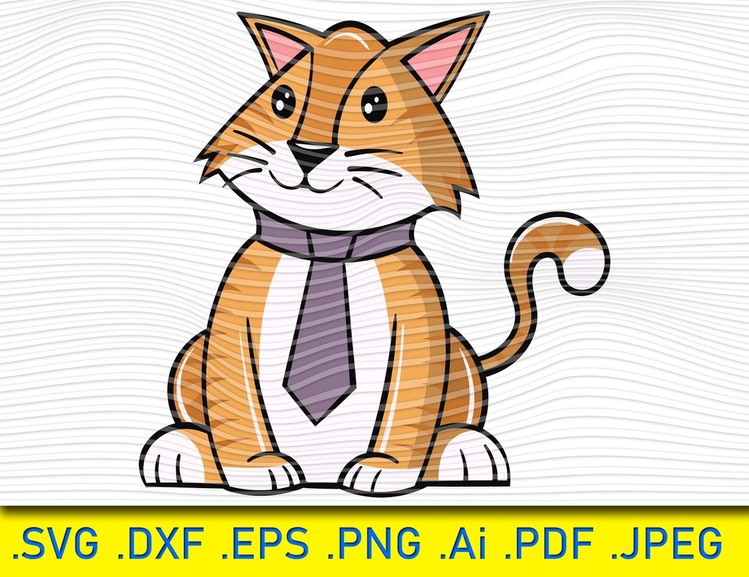 Cat Wearing Necktie, Cats SVG, Cat Svg, Kitten Svg, Cute Cat Svg ...