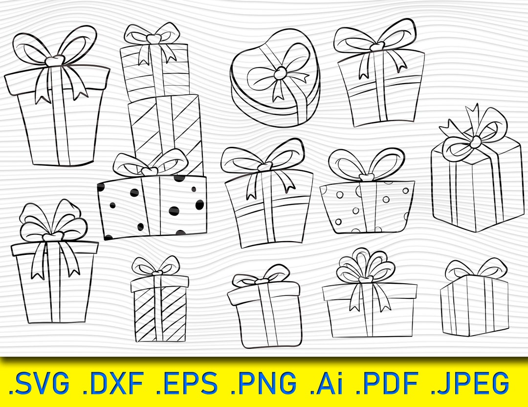 12 Birthday Gift Box, Gifts Svg, Png, Dxf, Gift Box Clipart, Gift Wrap ...