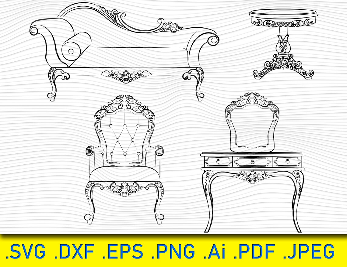Victorian Furniture Elements Furniture Svg Bundle Sofa Svg - Etsy