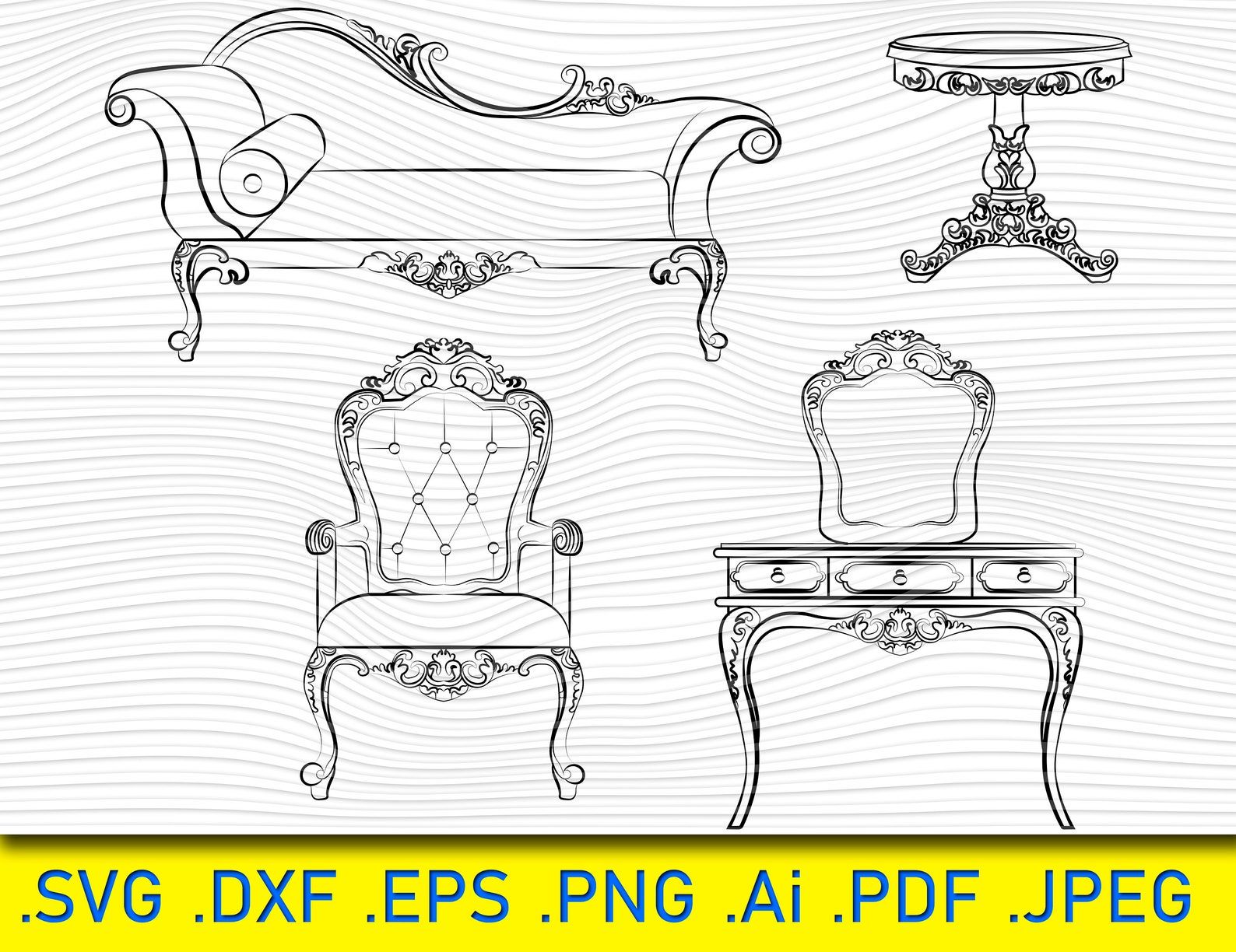 Victorian Furniture Elements, Furniture Svg Bundle, Sofa Svg ...