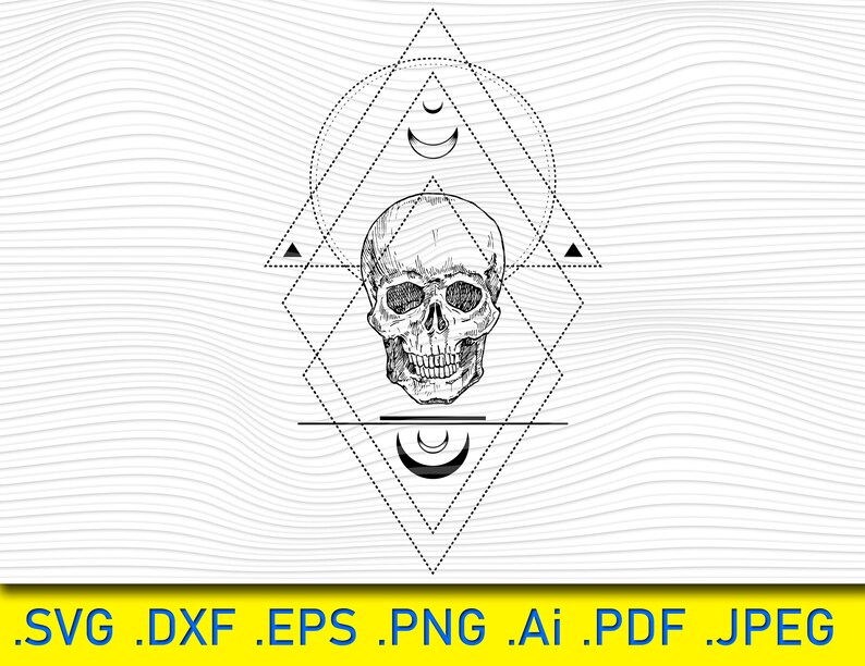Occult Symbol, Skull Head, Sketch Symbol, Geometric Mystical, Skull SVG ...